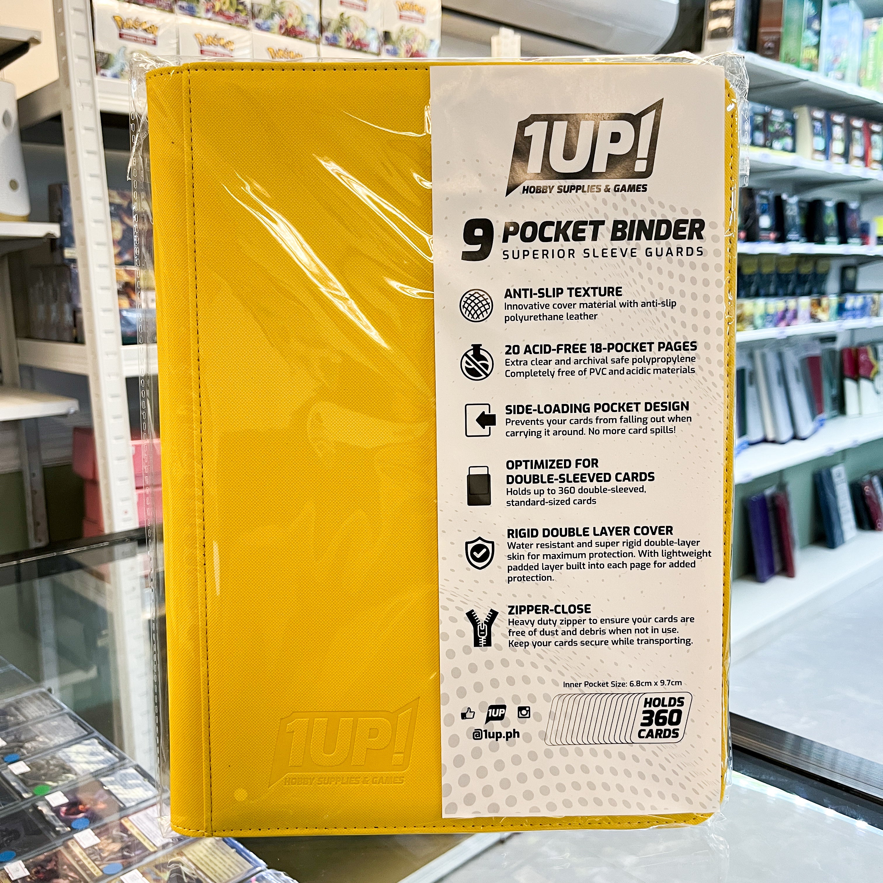 1UP 9-Pocket Zipper Binder-Yellow & Green Gate Hobbies
