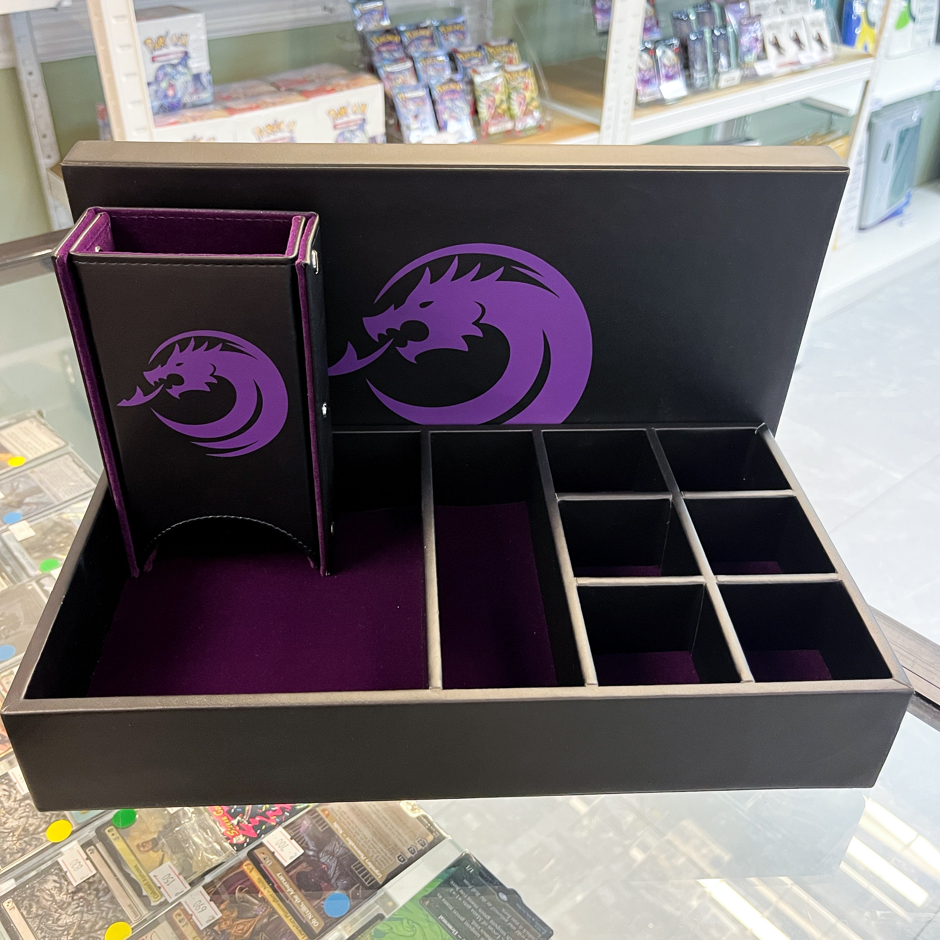 Leather Rectangle Dice Rolling Tray, Dice Tower and Dice Storage Purpl ...